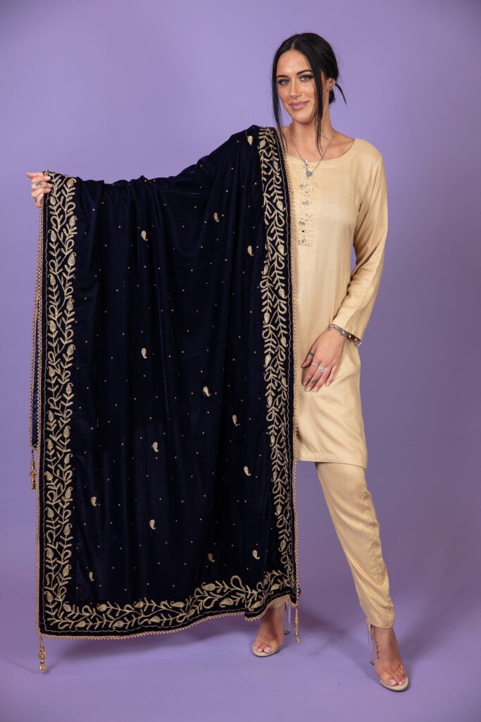 Velvet heavy embroidered shawl