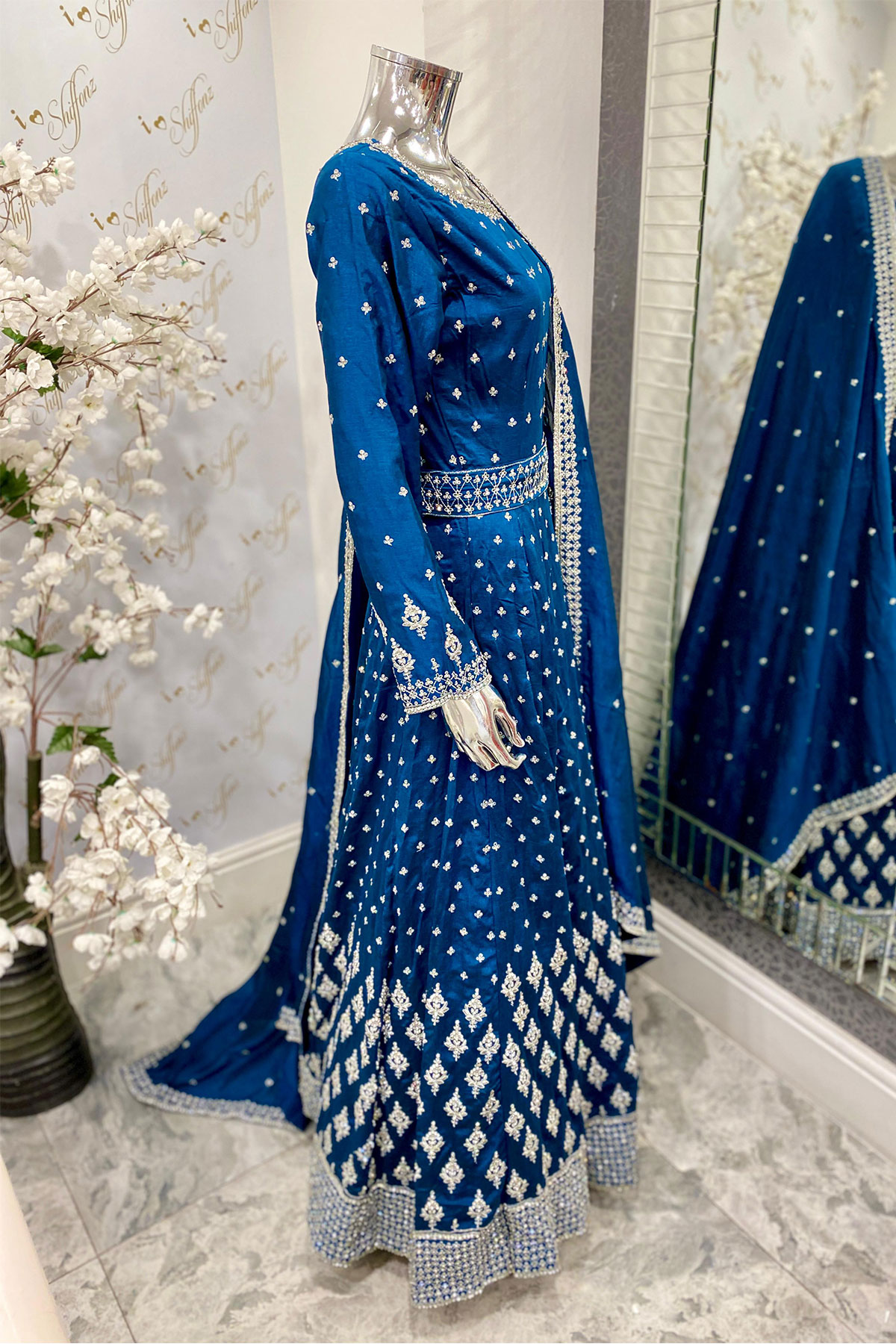 Shiffonz raw silk luxury embroidered gown