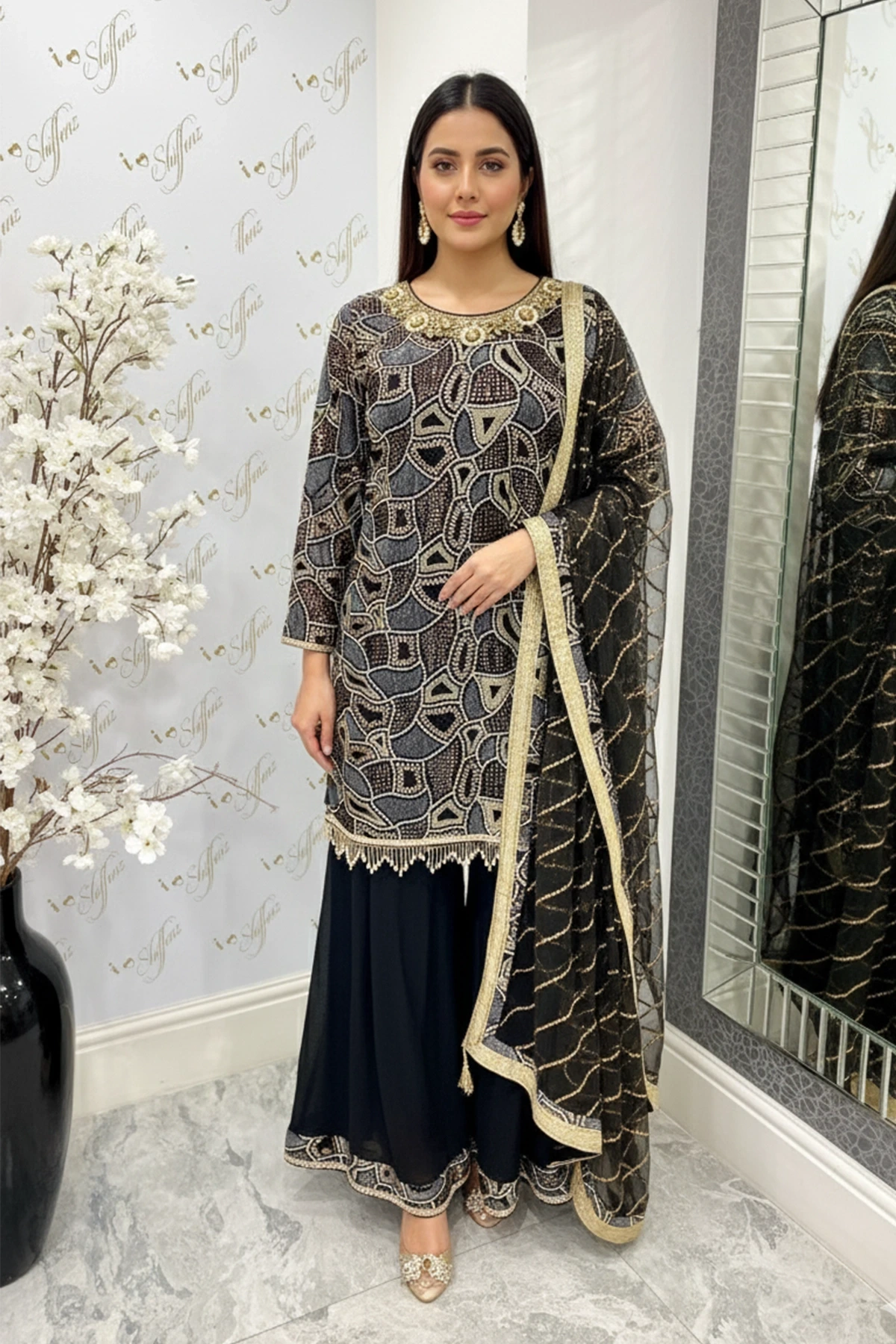 Shiffonz partywear collection 3 piece sharara suit