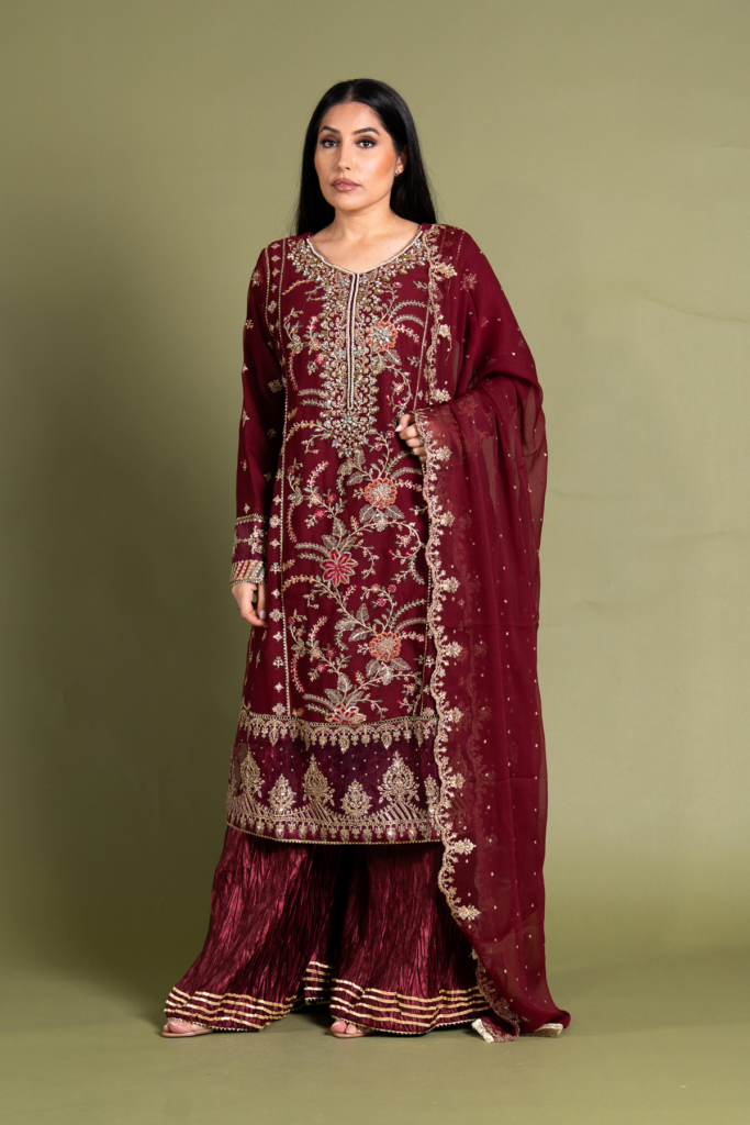 Kashish luxury Eid collection 3 piece embroidered plazo suit