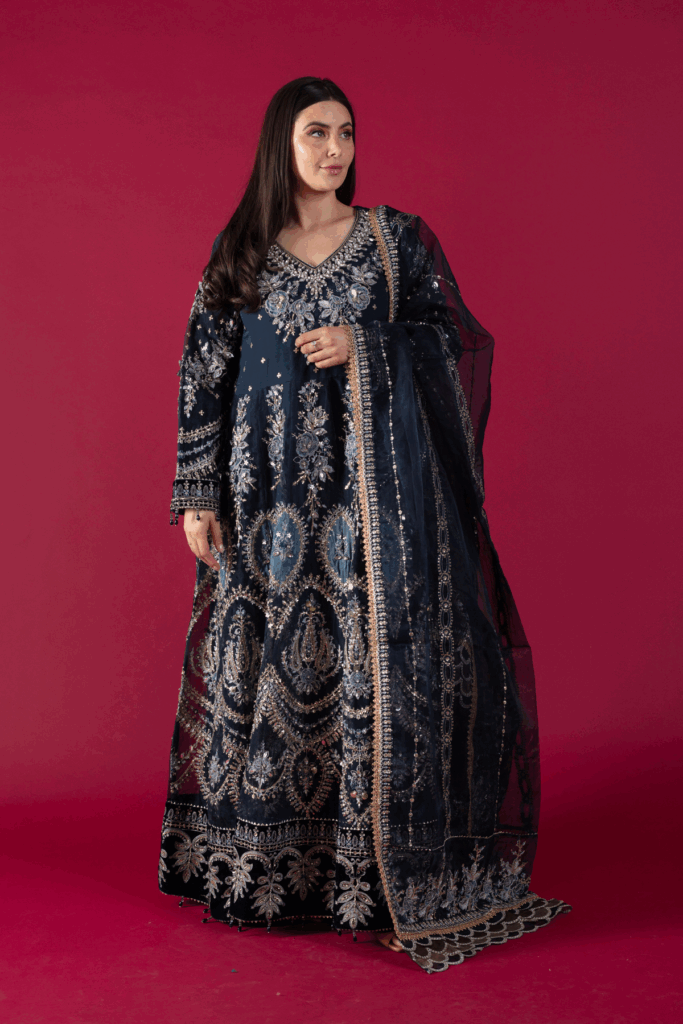 Zeba luxe collection 3 piece long embroidered gown