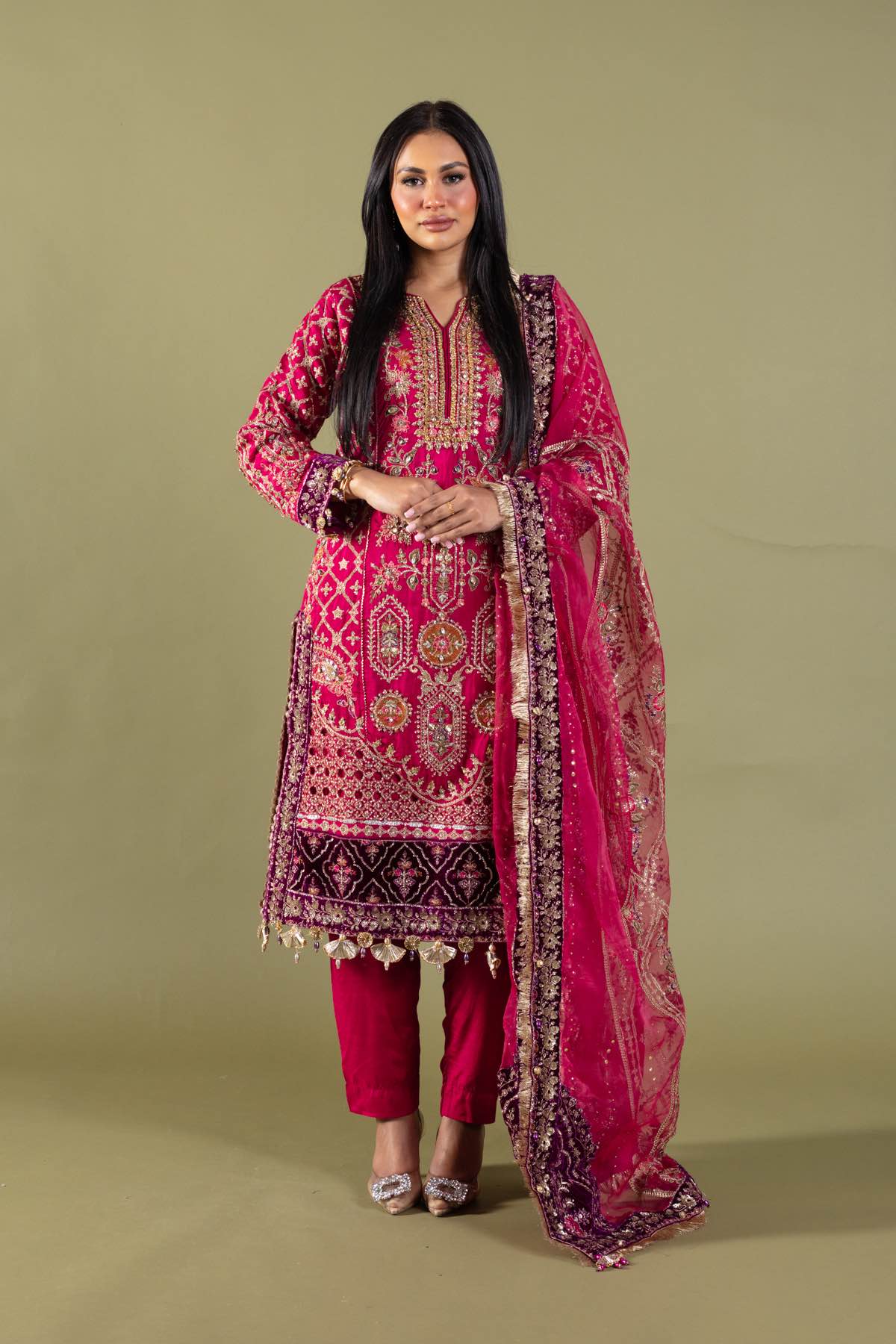 Sila luxury collection 3 piece embroidered mehndi suit