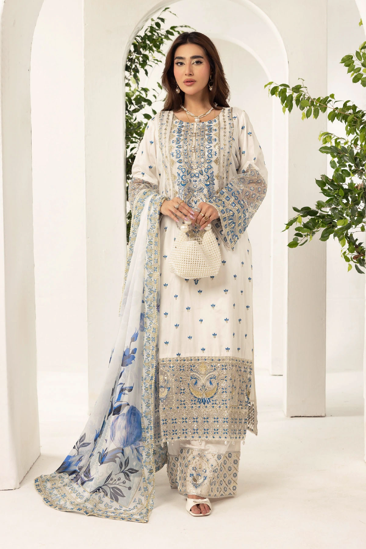 Ivana luxe Mir collection 3 piece embroidered dress