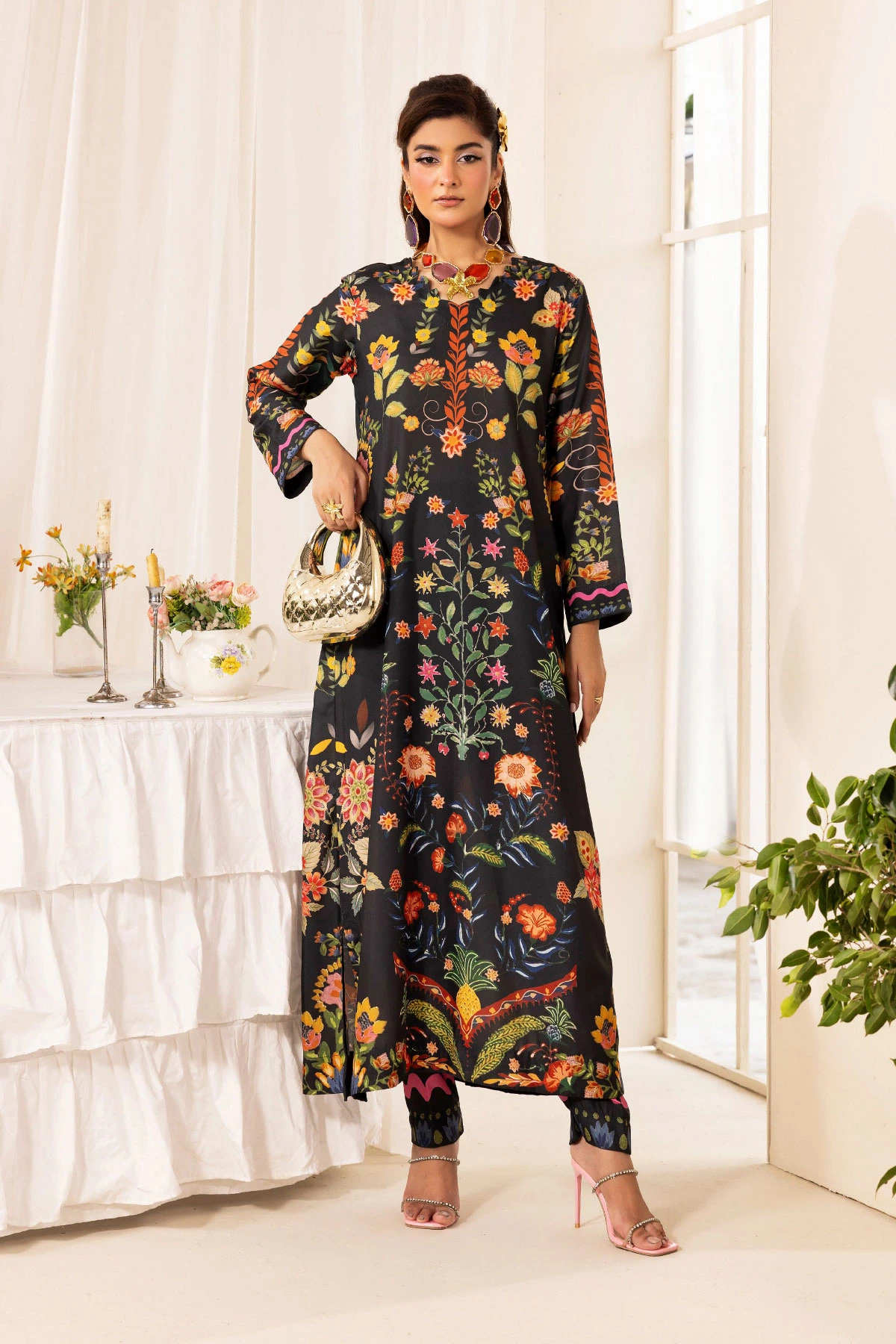 Chic modest collection printed causal co-ord set
