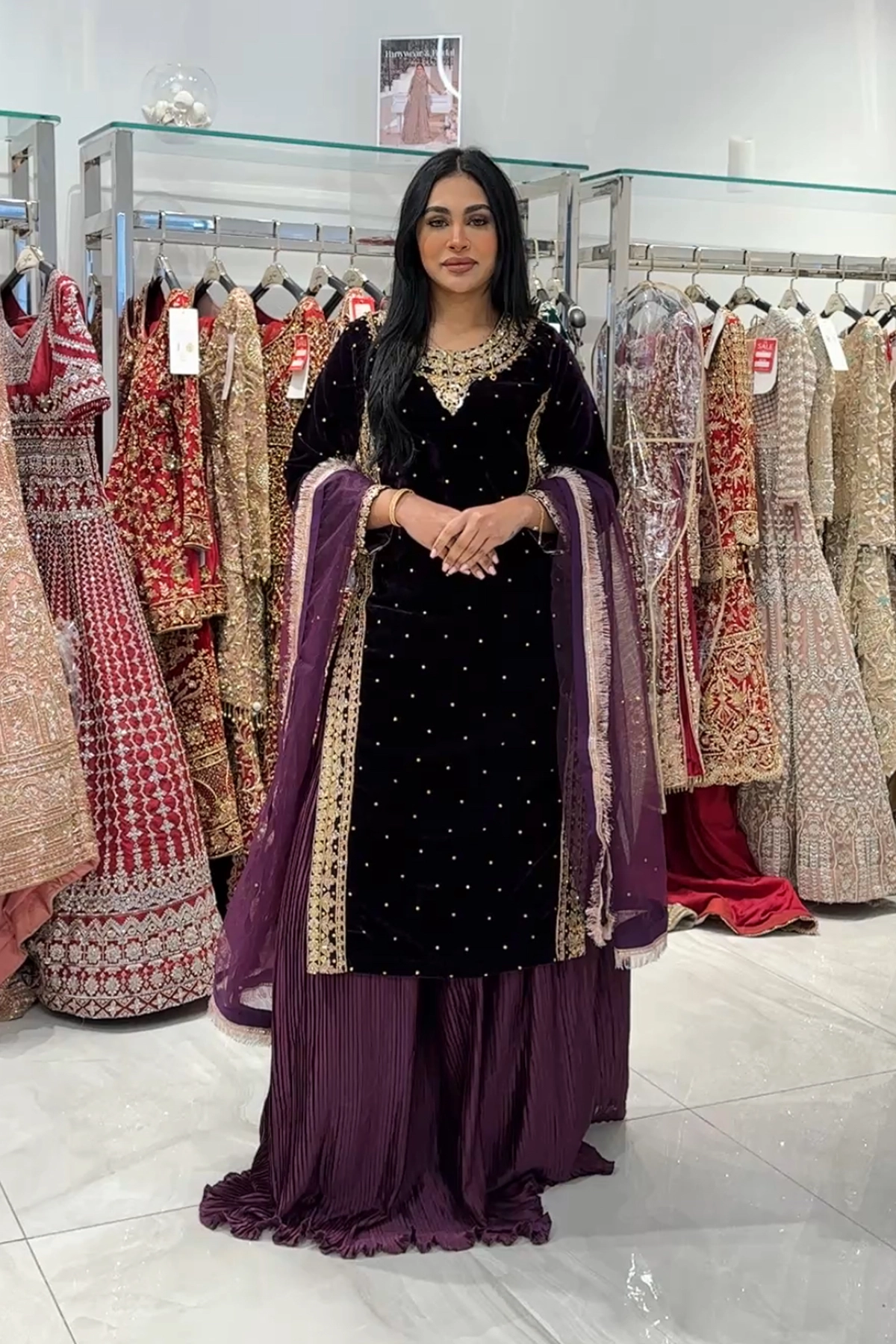 Gulnaar velvet premium collection lengha suit